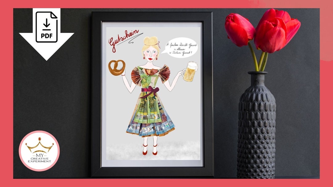 PDF Printable to Print Yourself Voucher Cash Gift Banknote Dirndl Money ...