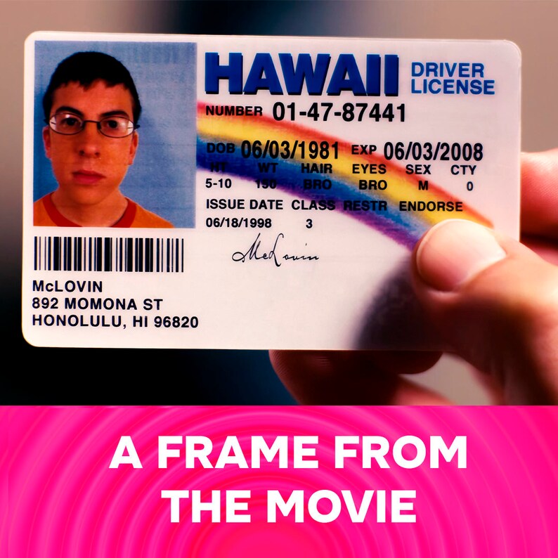Driver License Mclovin From the Movie "superbad" 86х56 мм - Etsy