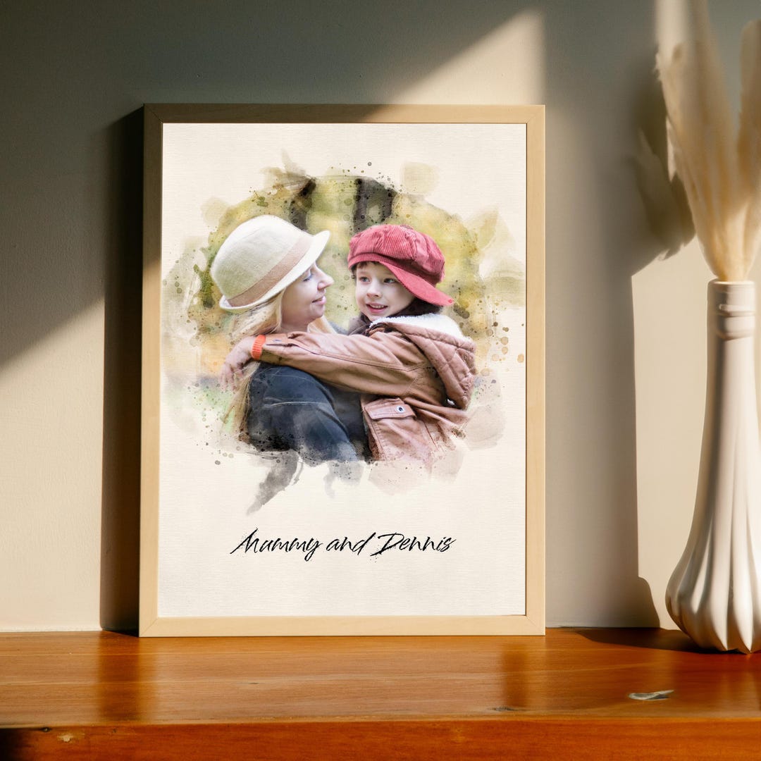 Personalised Mum Portrait Print, Mothers Day Gift, Watercolour Painting ...