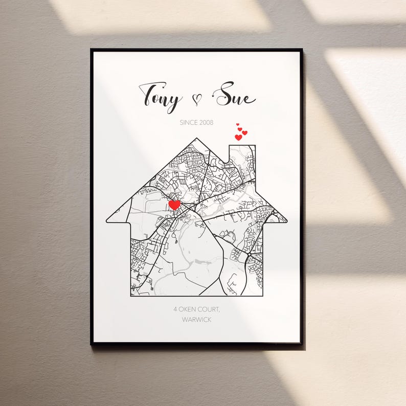 Personalised Home Map Print, New Home Gift, First Home Gift ...