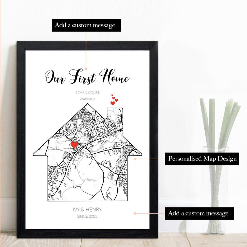 Personalised Home Map Print, New Home Gift, First Home Gift ...
