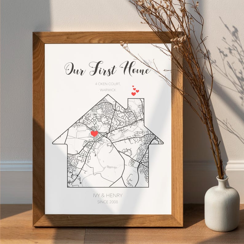 Personalised Home Map Print, New Home Gift, First Home Gift ...