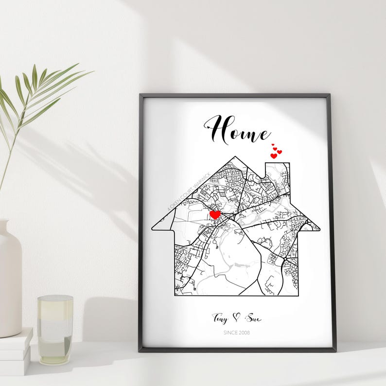 Personalised Home Map Print, New Home Gift, First Home Gift ...