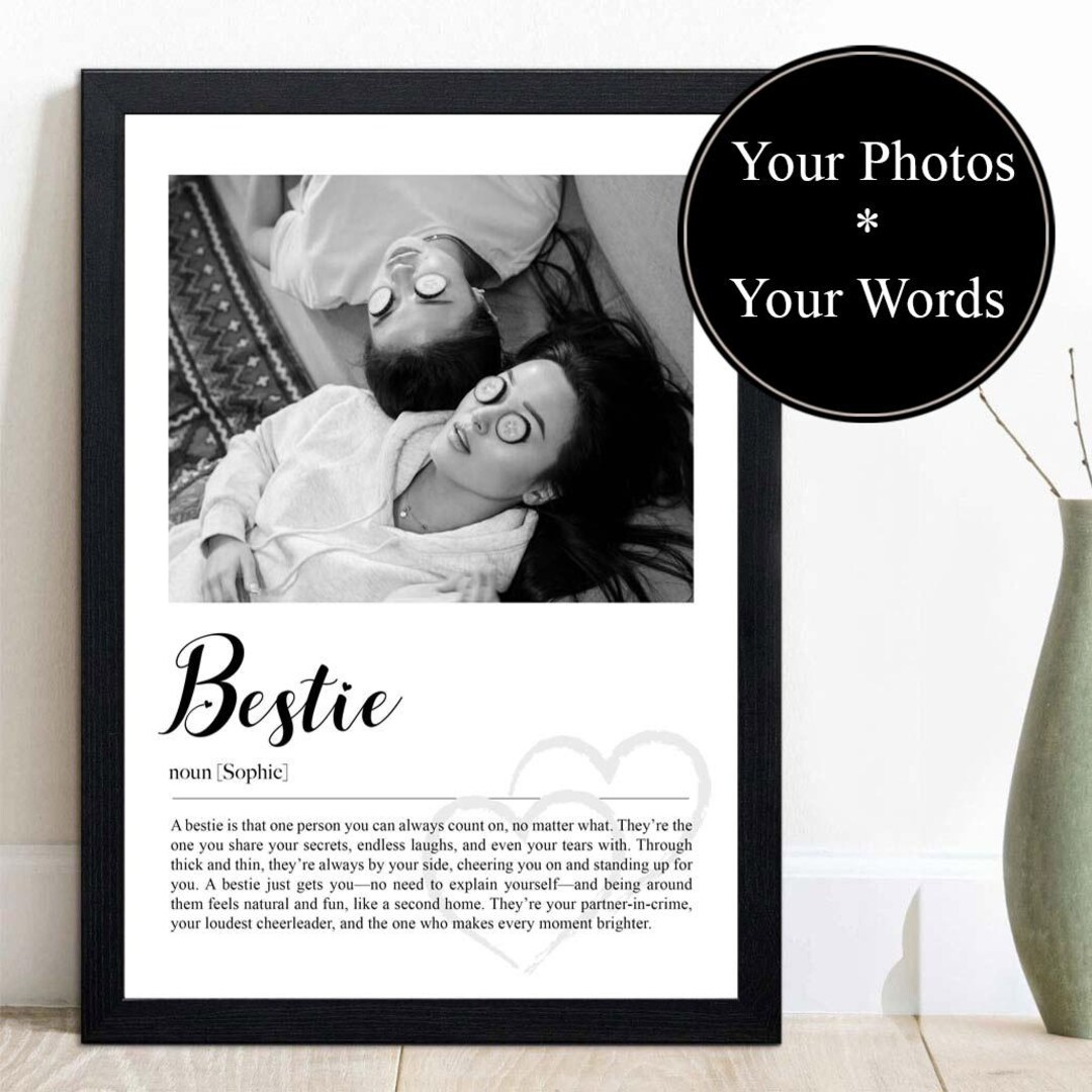 Personalised Best Friend Definition Print, Frame or Canvas, Custom ...