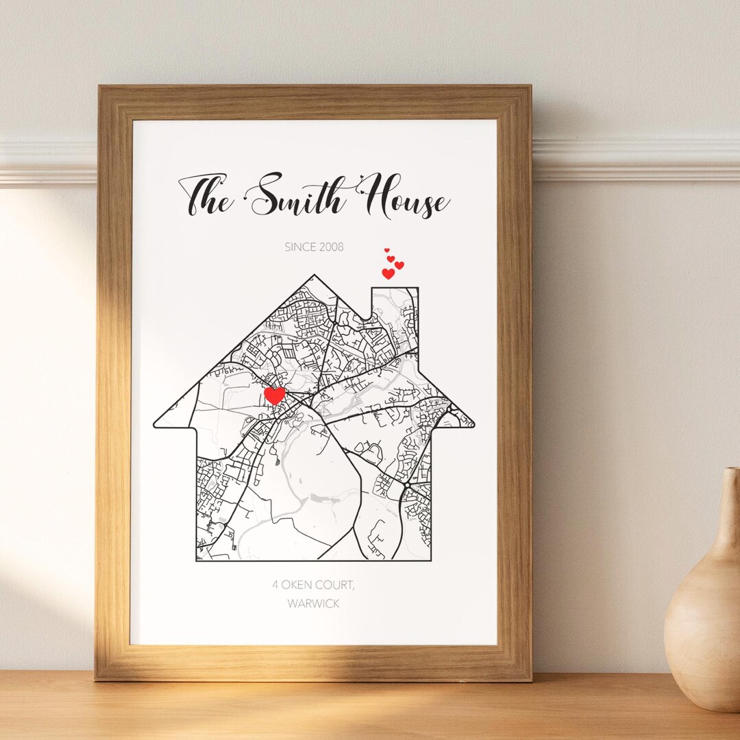 Personalised Home Map Print, New Home Gift, First Home Gift ...