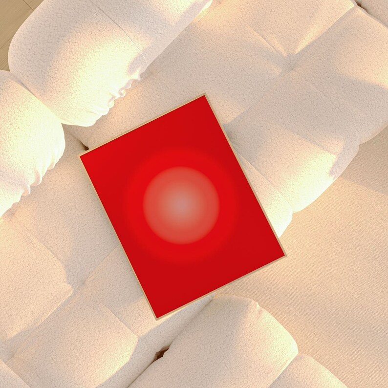 Positive Aura Poster, Red Glowing Gradient Wall Art, Gradient Print ...