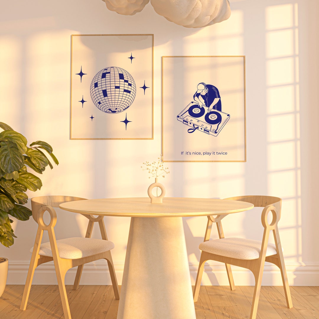 Vintage Coffee Decor, Aesthetic Wall Art Print, Minimalist Disco Ball ...