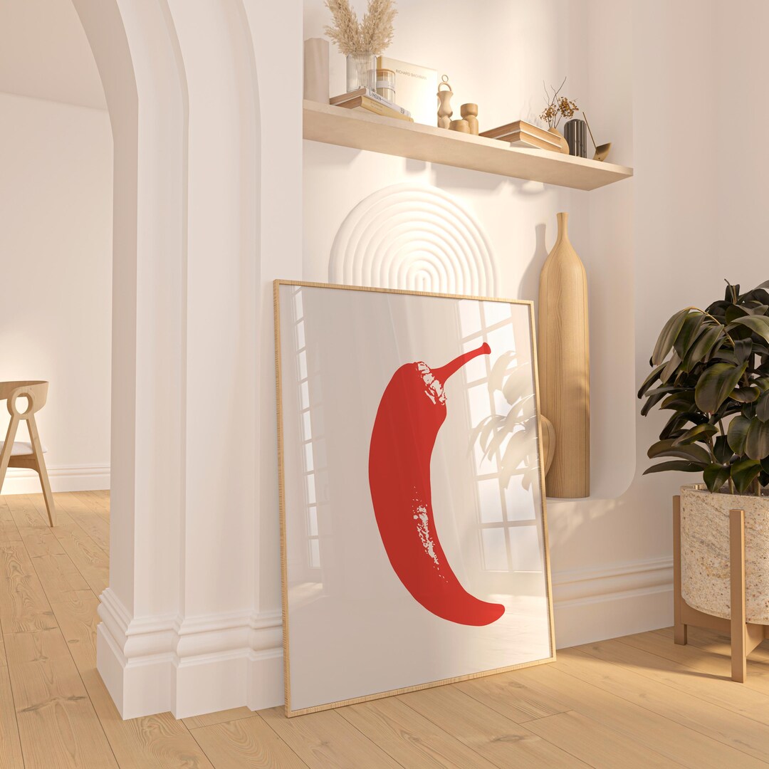 Spicy Red Pepper Digital Poster - Simple Minimalist Art Print, Modern ...