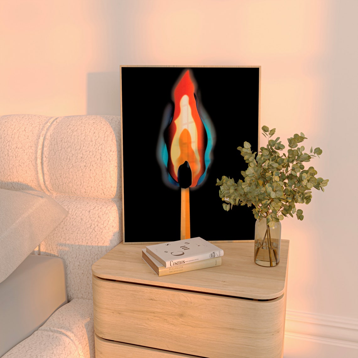 Fiery Elegance Burning Matchstick Poster, Fire Print, Matchstick Print ...