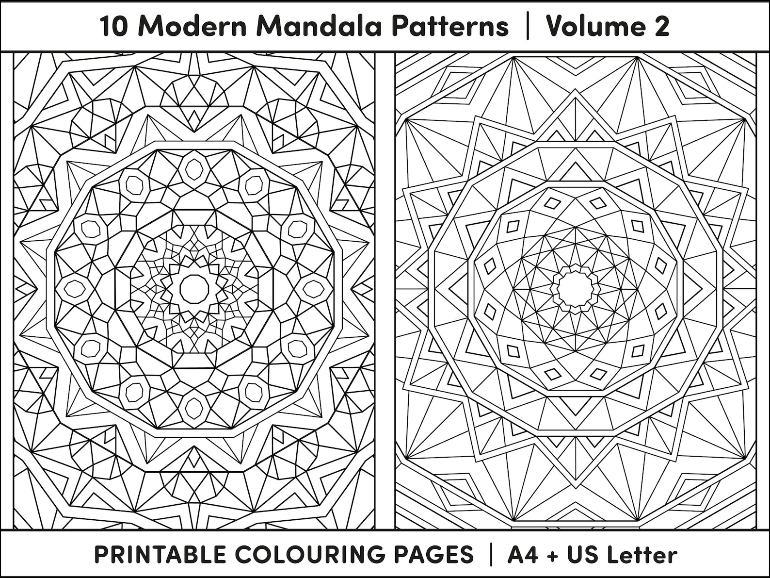 10 Modern Mandalas (vol 2) Printable Colouring Pages - A4 and US Letter ...