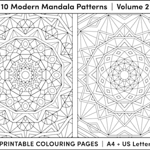 10 Modern Mandalas (vol 2) Printable Colouring Pages - A4 and US Letter ...
