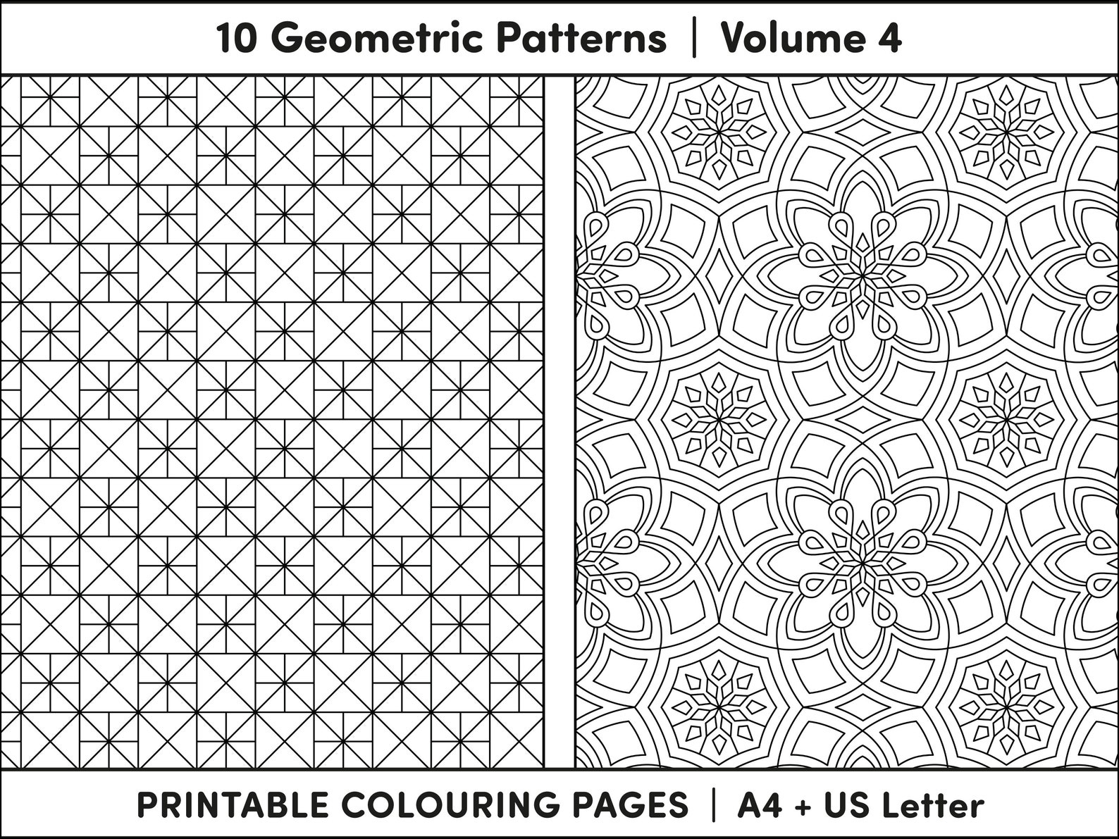 10 Geometric Patterns Printable Colouring Pages volume 4 A4 and US ...