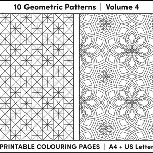 10 Geometric Patterns Printable Colouring Pages (volume 4) - A4 and US ...