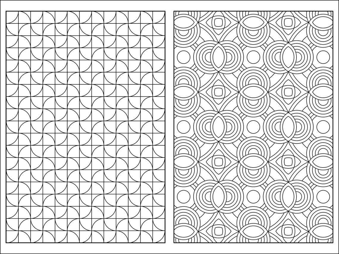 10 Geometric Patterns Printable Colouring Pages (volume 8) - A4 and US ...