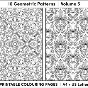 10 Geometric Patterns Printable Colouring Pages (volume 5) - A4 and US ...