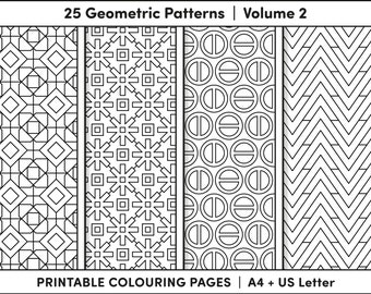 10 Geometric Patterns Printable Colouring Pages volume 2 A4 and US ...