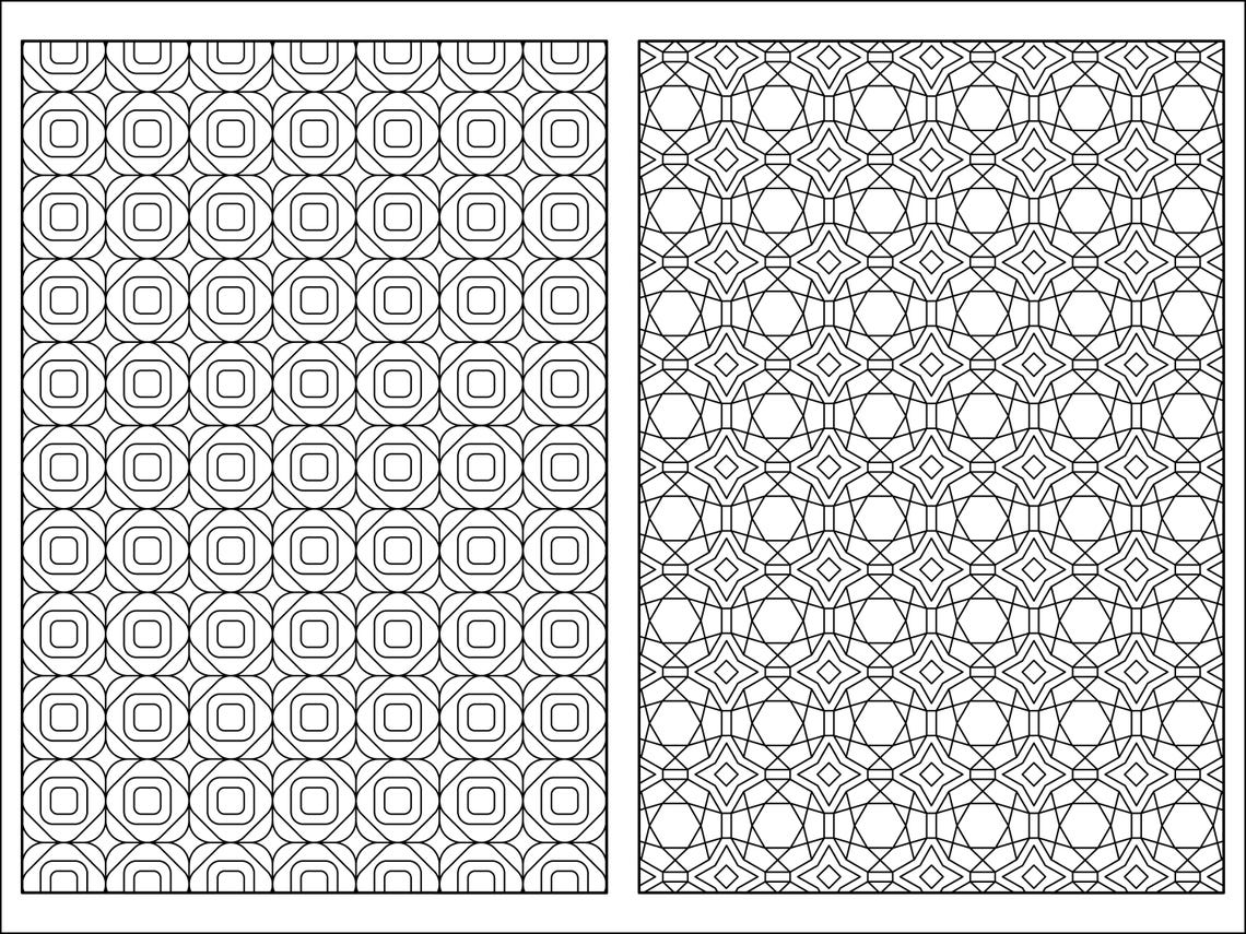10 Geometric Patterns Printable Colouring Pages (volume 6) - A4 and US ...