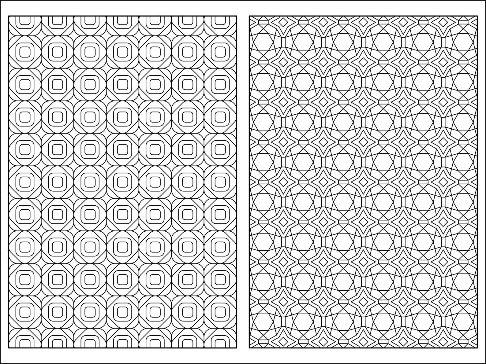10 Geometric Patterns Printable Colouring Pages (volume 6) - A4 and US ...