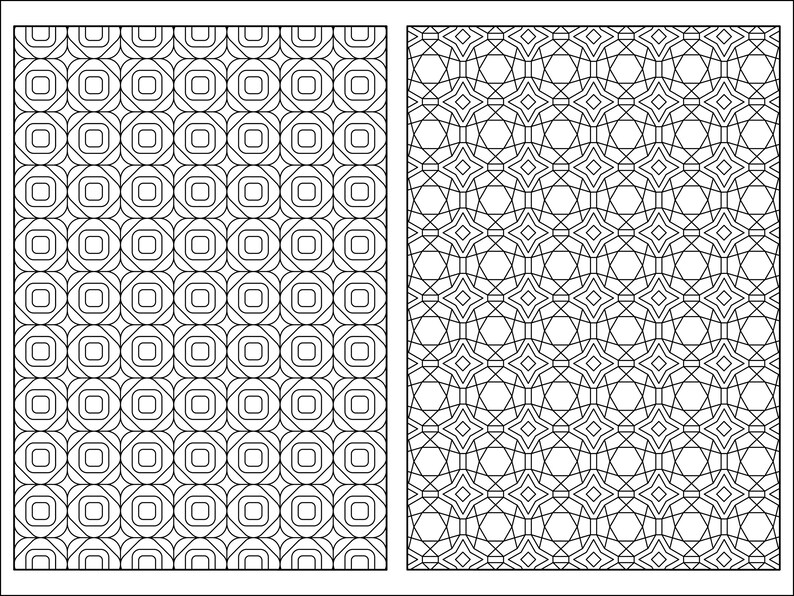 10 Geometric Patterns Printable Colouring Pages (volume 6) - A4 and US ...
