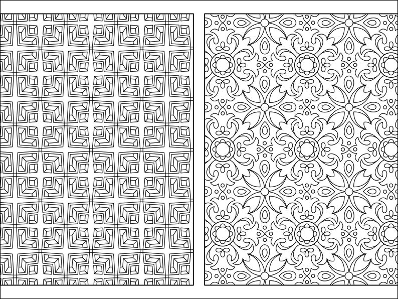 10 Geometric Patterns Printable Colouring Pages (volume 3) - A4 and US ...