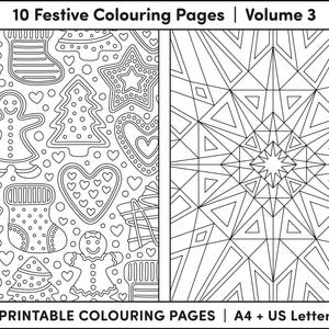 10 Festive Colouring Pages (vol 3) – Printable A4 and US Letter Formats ...