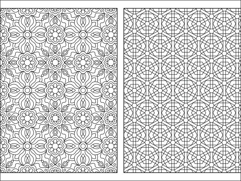 10 Geometric Patterns Printable Colouring Pages (volume 4) - A4 and US ...