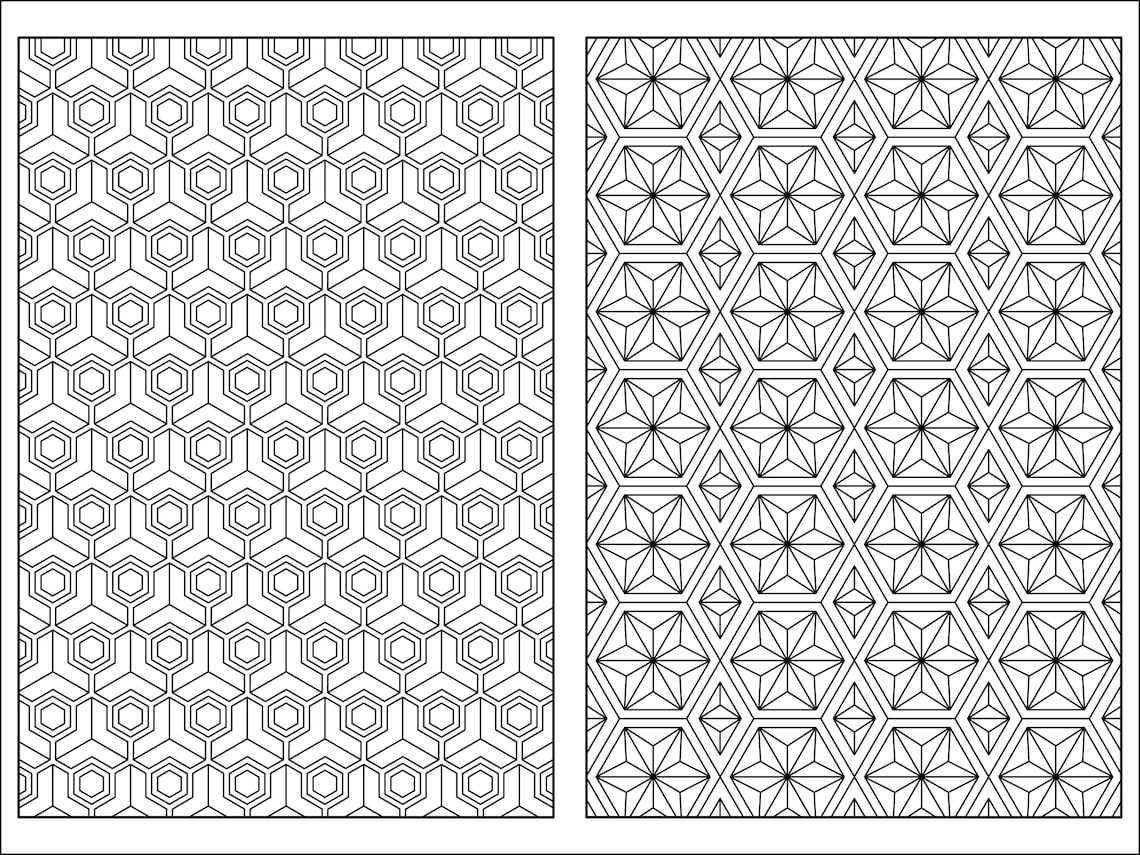 10 Geometric Patterns Printable Colouring Pages (volume 2) - A4 and US ...