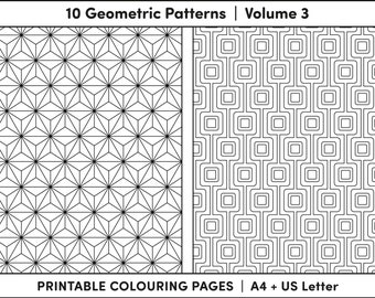 10 Geometric Patterns Printable Colouring Pages (volume 4) - A4 and US ...