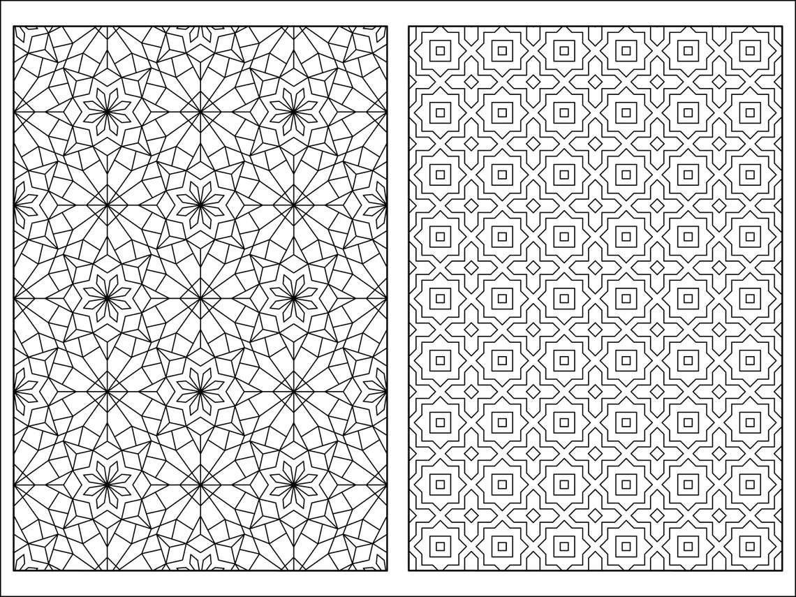 10 Geometric Patterns Printable Colouring Pages (volume 2) - A4 and US ...