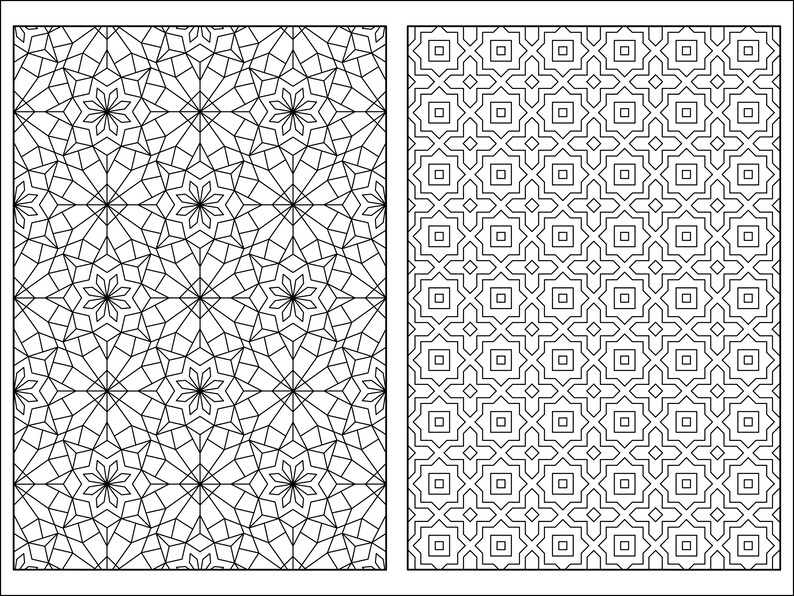 10 Geometric Patterns Printable Colouring Pages (volume 2) - A4 and US ...
