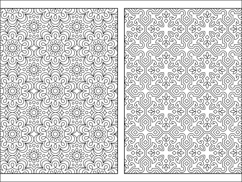 10 Geometric Patterns Printable Colouring Pages (volume 3) - A4 and US ...