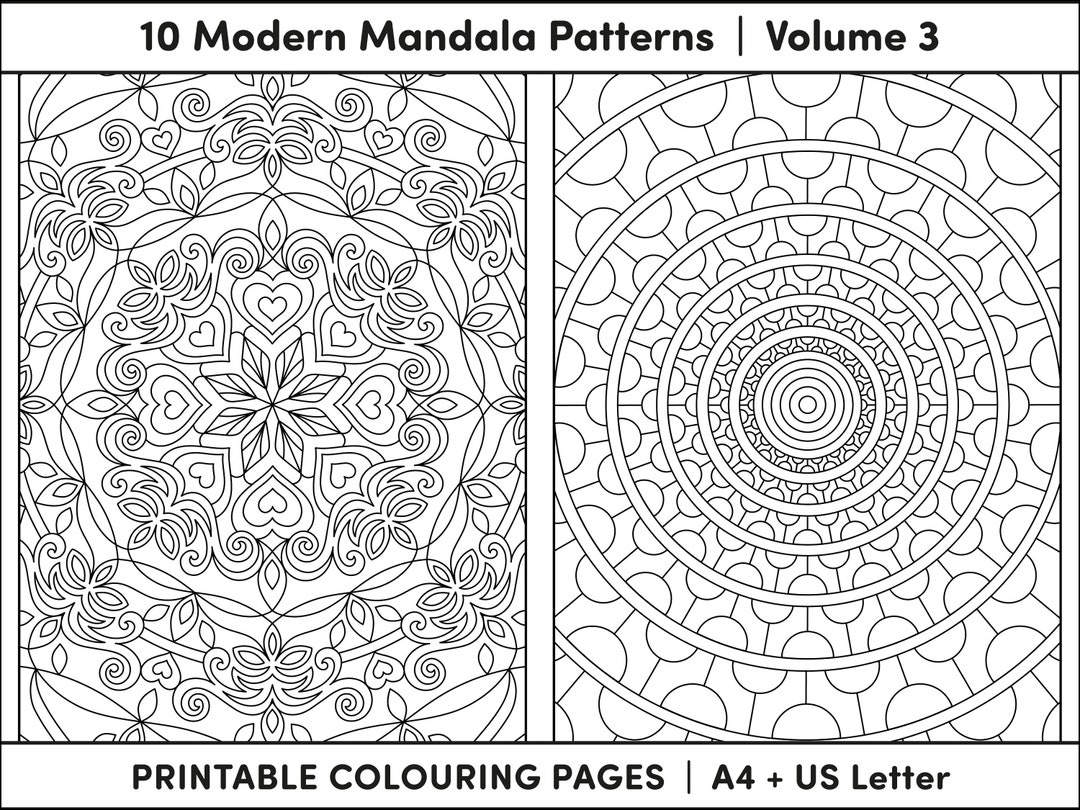 10 páginas para colorear imprimibles de mandalas modernas vol. 3 ...