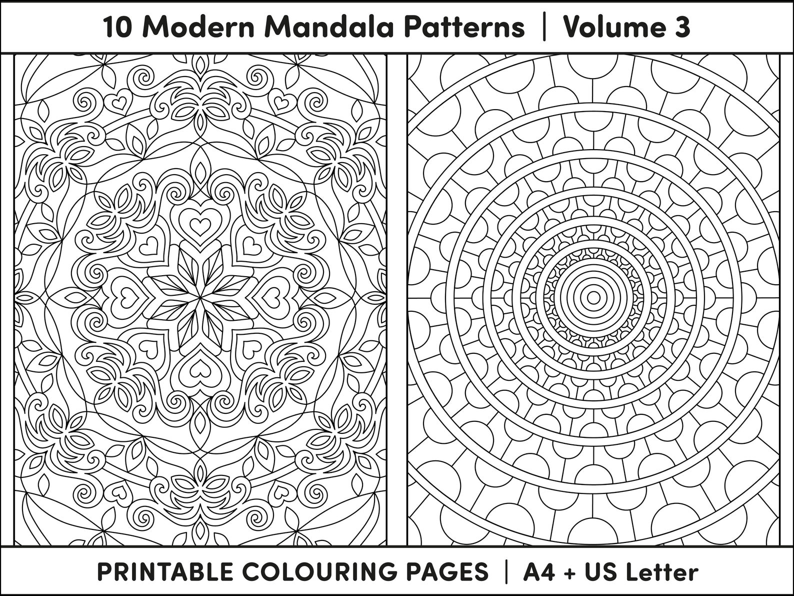 10 Modern Mandalas vol 3 Printable Colouring Pages A4 and US Letter ...