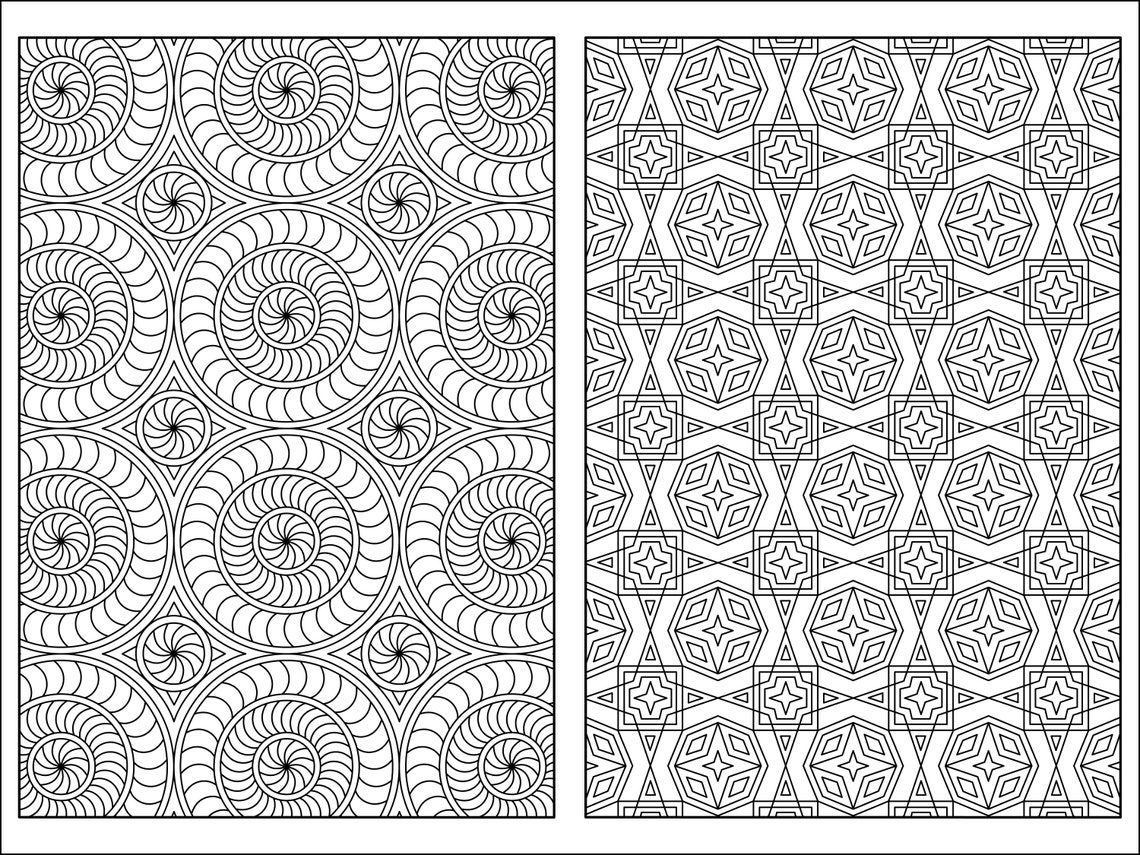 10 Geometric Patterns Printable Colouring Pages (volume 2) - A4 and US ...