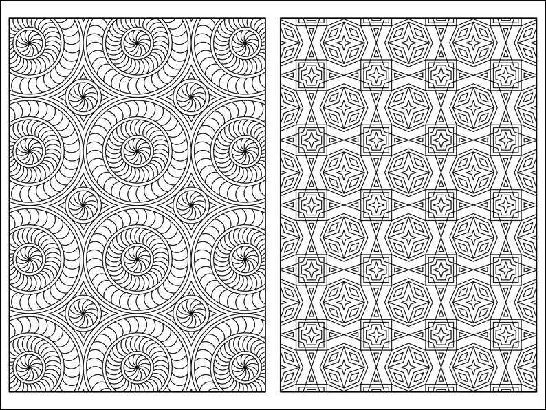 10 Geometric Patterns Printable Colouring Pages (volume 2) - A4 and US ...