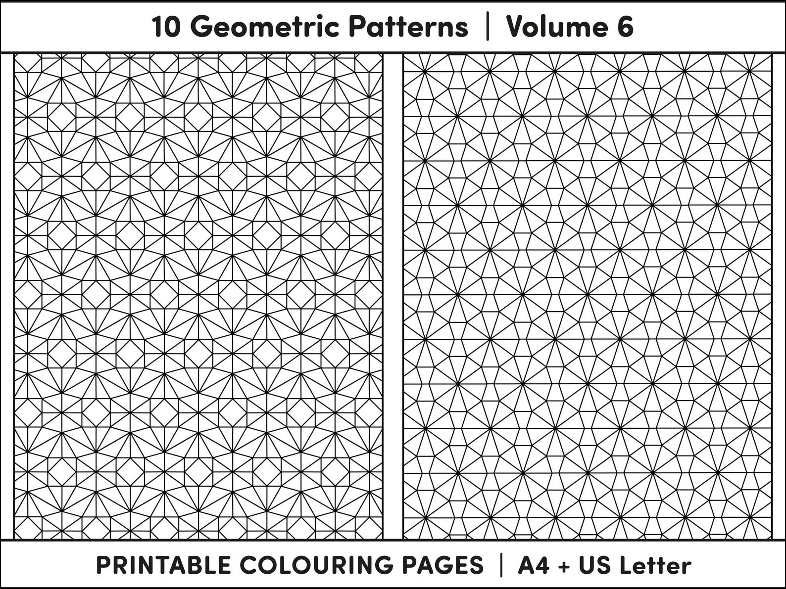 10 Geometric Patterns Printable Colouring Pages (volume 6) - A4 and US ...