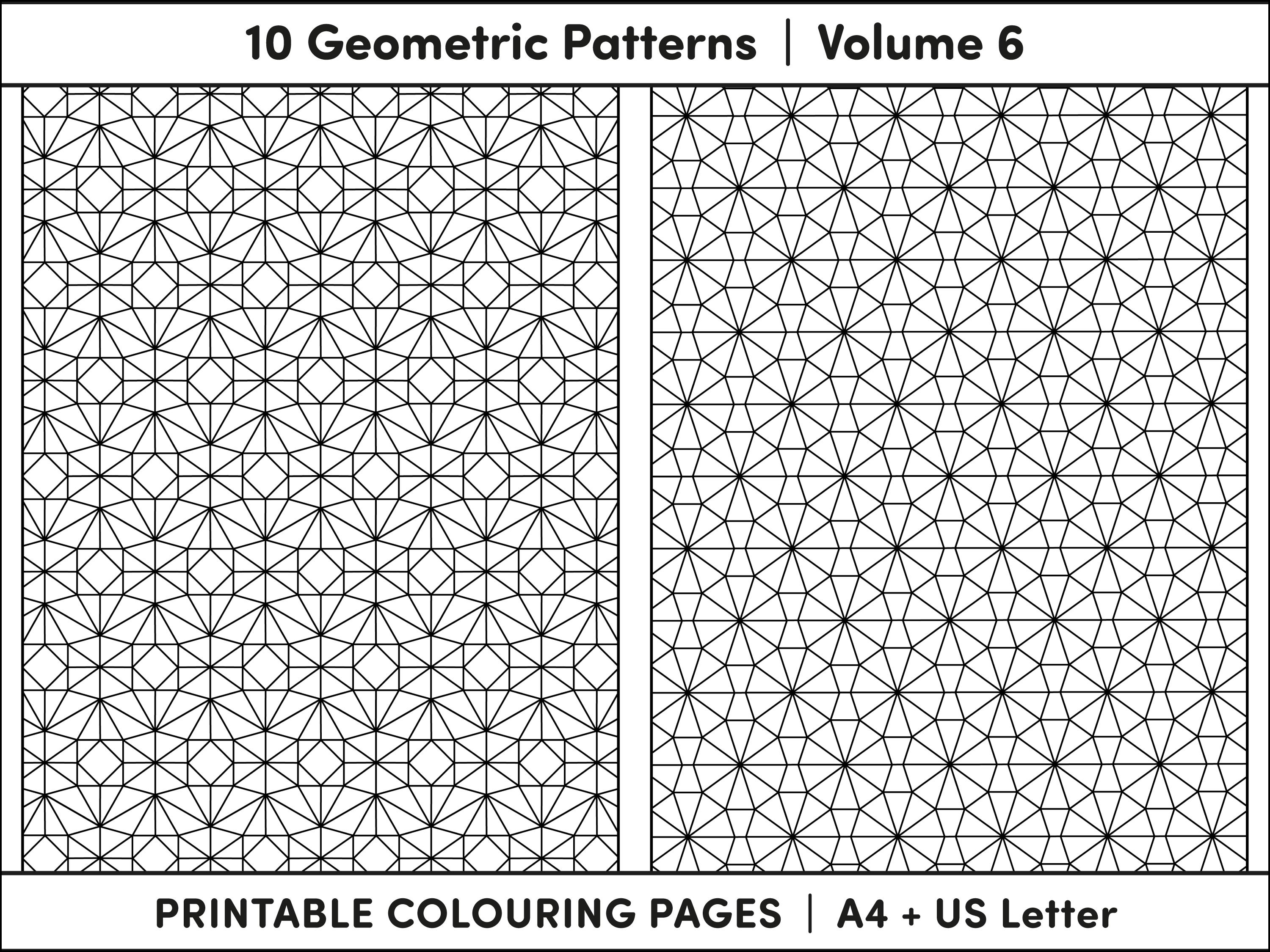 10 Geometric Patterns Printable Colouring Pages (volume 6) - A4 and US ...
