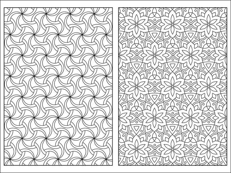10 Geometric Patterns Printable Colouring Pages (volume 5) - A4 and US ...