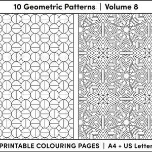 10 Geometric Patterns Printable Colouring Pages (volume 8) - A4 and US ...