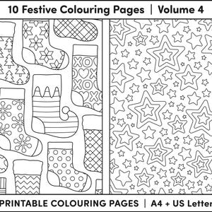10 Festive Colouring Pages (vol 4) – Printable A4 and US Letter Formats ...