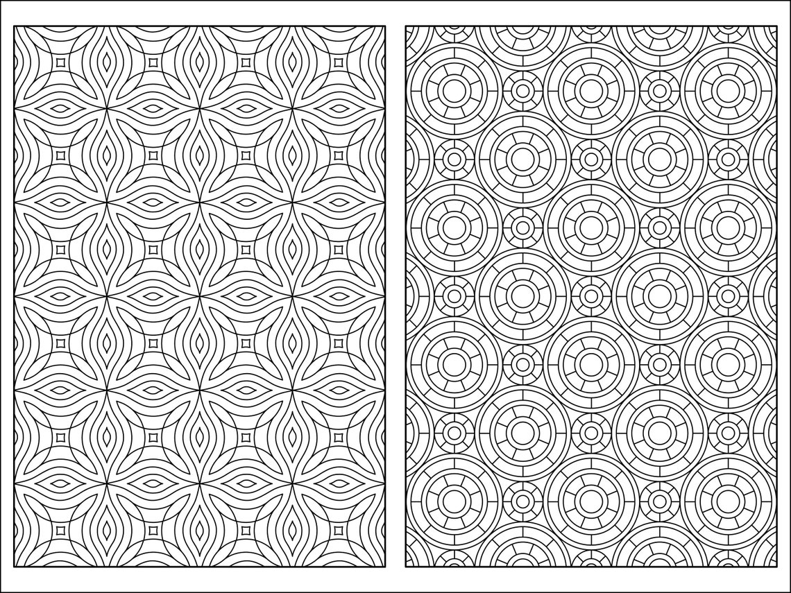 10 Geometric Patterns Printable Colouring Pages (volume 5) - A4 and US ...
