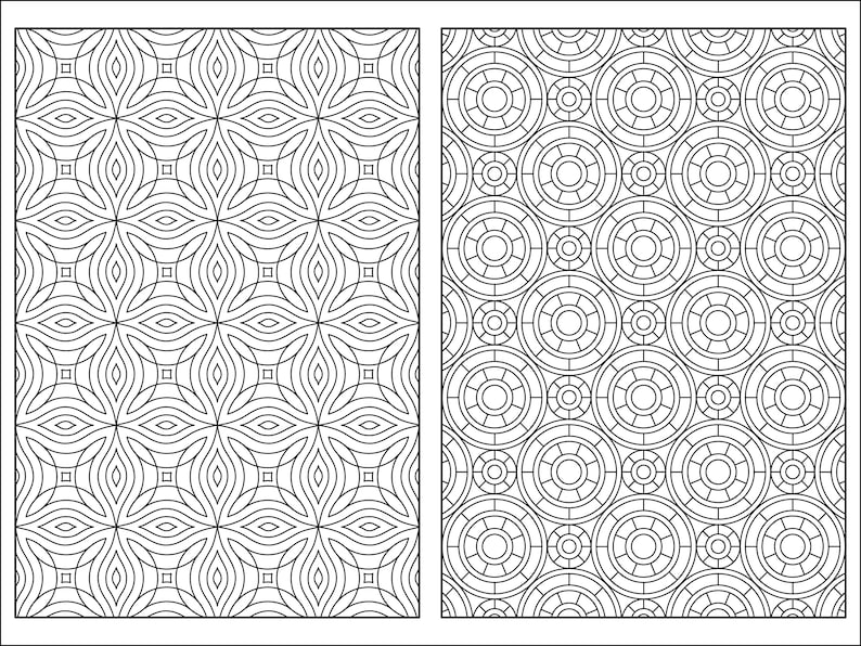 10 Geometric Patterns Printable Colouring Pages (volume 5) - A4 and US ...