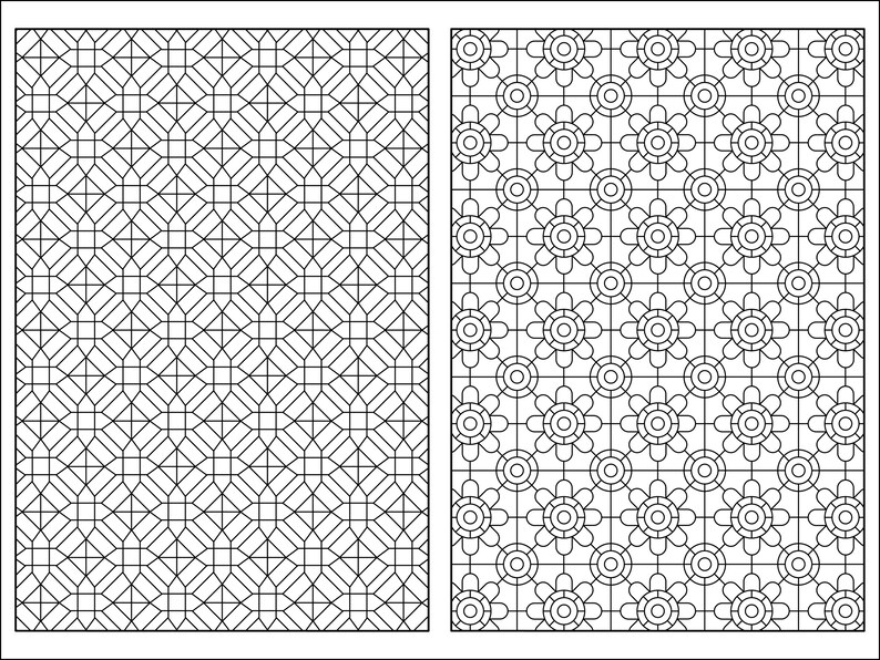 10 Geometric Patterns Printable Colouring Pages (volume 6) - A4 and US ...