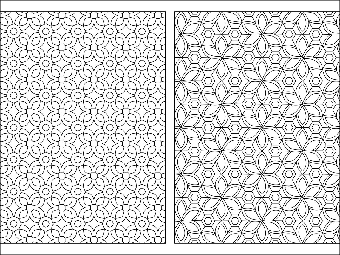 10 Geometric Patterns Printable Colouring Pages (volume 3) - A4 and US ...
