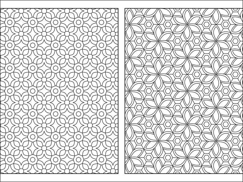 10 Geometric Patterns Printable Colouring Pages (volume 3) - A4 and US ...