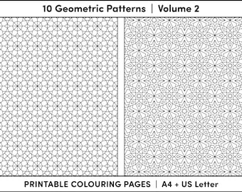 10 Geometric Patterns Printable Colouring Pages (volume 5) - A4 and US ...