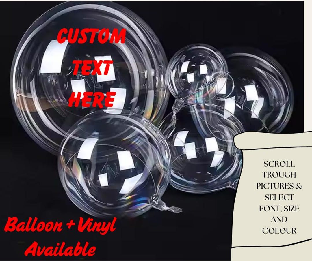 Custom Vinyl Decal on Transparent Bobo Balloon (10-36 Inch) - Etsy