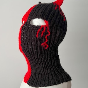Handmade Knit Horned Balaclava, Devil Ski Mask - Halloween Cosplay - Etsy