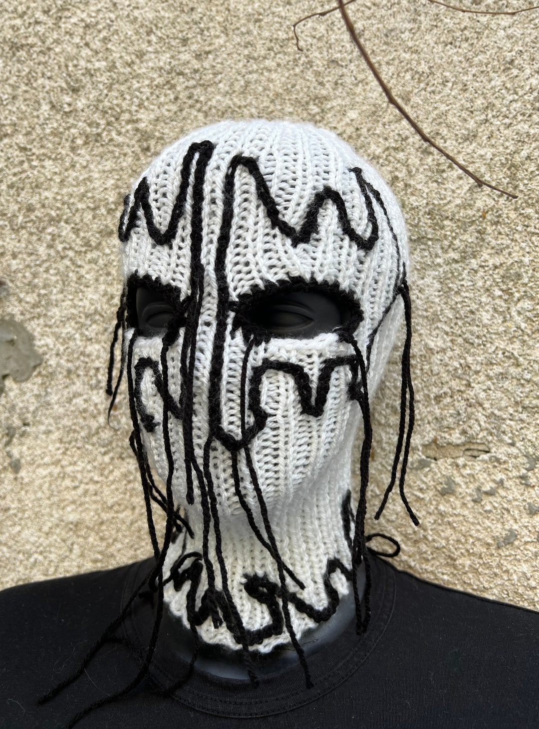 Balaclava Knitted Ski Mask With Loose Threads Cosplay Devil Gift Phonk ...