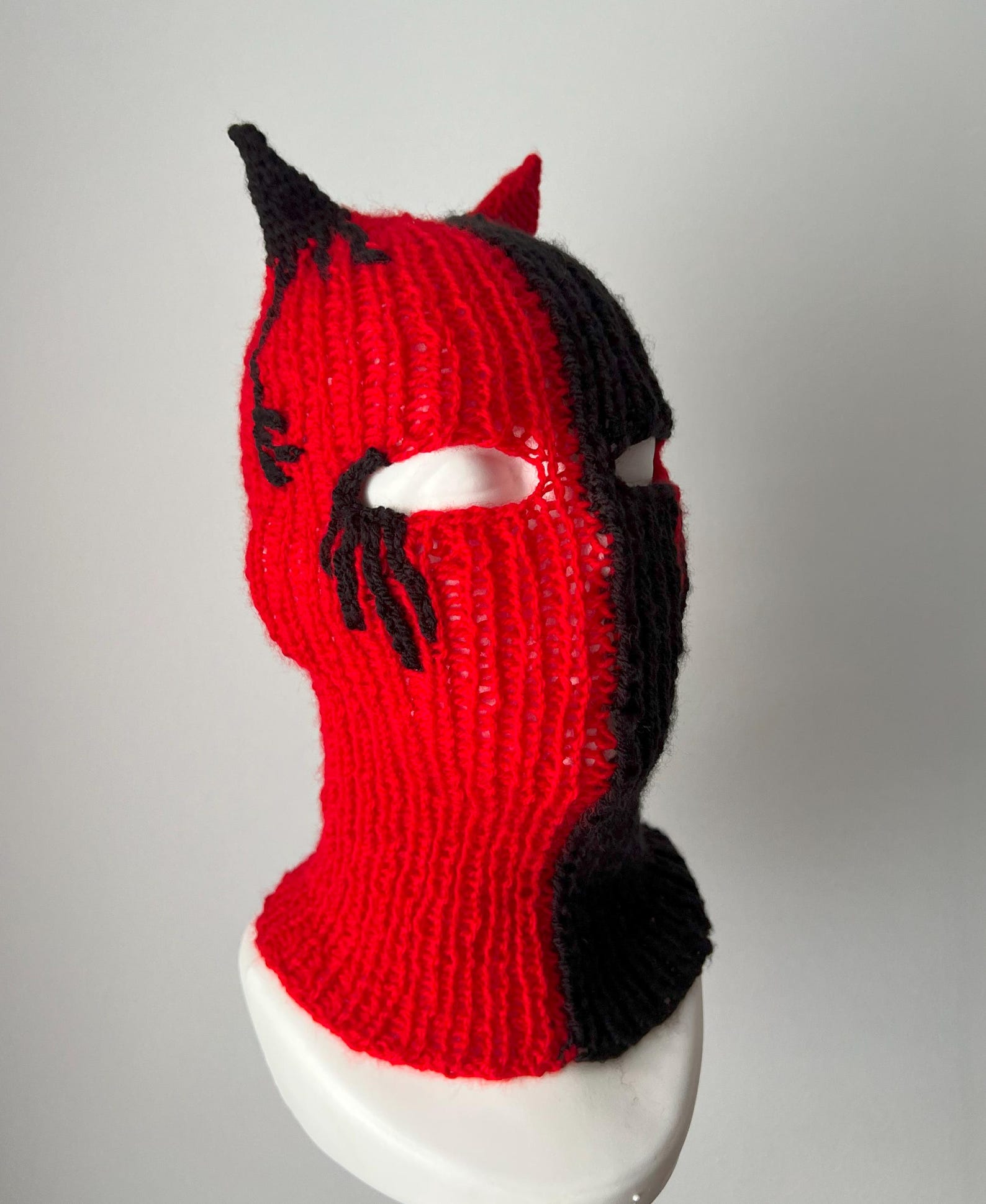 Handmade Knit Horned Balaclava, Devil Ski Mask - Halloween Cosplay - Etsy